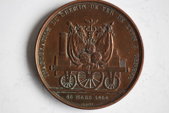 MÉDAILLE INAUGURATION DU chemin de fer Lyon Genève 1858 (36505) EUR 78,00 - PicClick FR