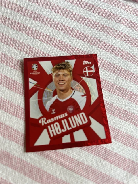 TOPPS UEFA EURO 2024 Sticker Swiss DEN PTW Rasmus Hojland Red Border ...