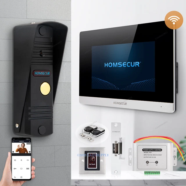 HOMSECUR ÉTANCHE INTERPHONE HD Vidéo WIFI Menu Français Caméra Noir ...