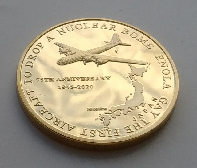 ENOLA GAY GOLD Coin Atomic Bomb Hiroshima 1945 75th Anniversary 2020 ...