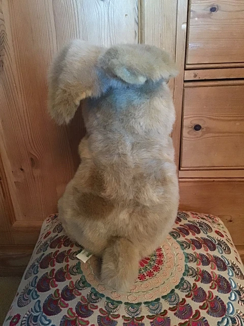 VINTAGE PLAYMAKERS BROWN Bunny Rabbit Yellow Flower Teddy Soft Plush ...