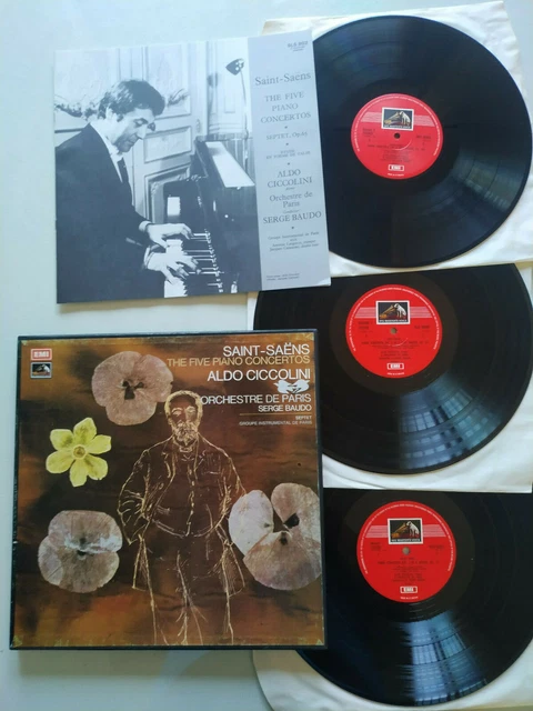 SAINT SAENS FIVE Piano Concertos Baudo Boîte 3 X LP + Livret 12 " vinile VG/VG EUR 37,30 ...