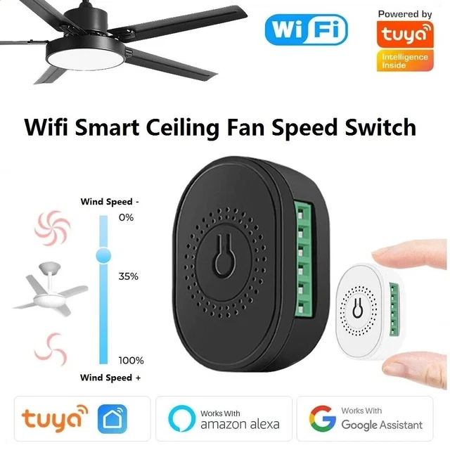 TUYA MINI FAN Speed Switch WiFi Ceiling Fan Controller Amazon Alexa ...