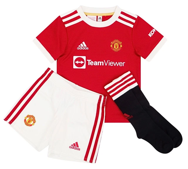 ADIDAS MANCHESTER UNITED FC Home Football Kit Bambino Taglia UK 18-24 M ...