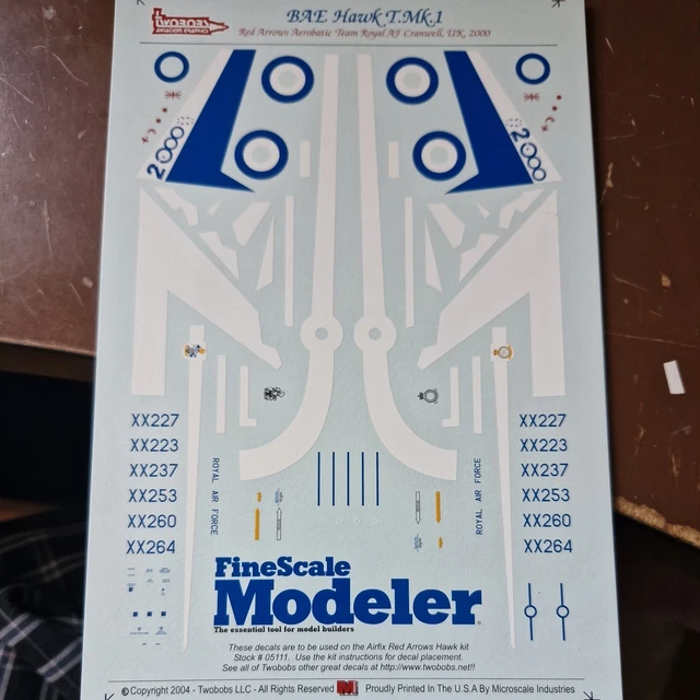 1/48 TWOBOBS DECALS RED ARROWS Hawk T.1 (year 2000) for Airfix kit £11. ...
