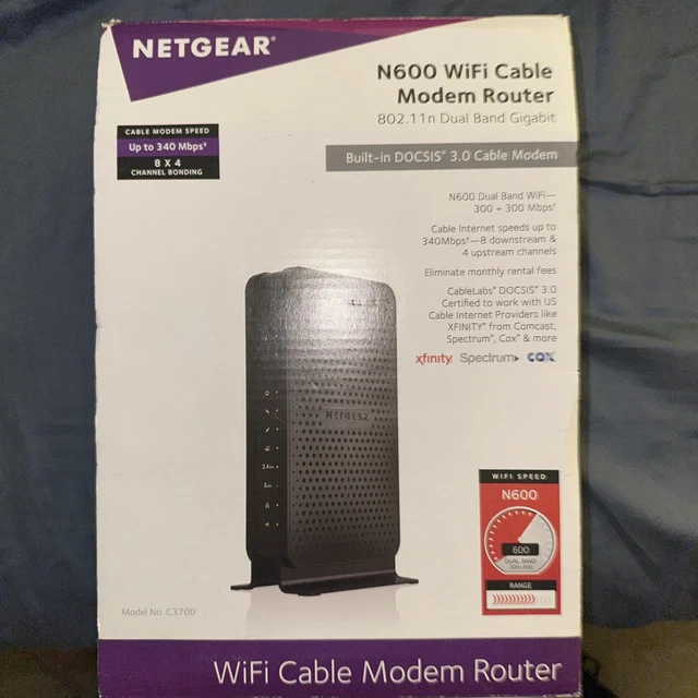 NETGEAR N600 WIFI Cable Modem Router Model C3700 $0.99 - PicClick