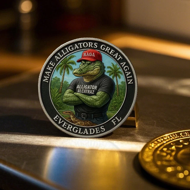 ALLIGATOR ALCATRAZ HUMOR Collectible Coin, 2025 Florida Everglades ...