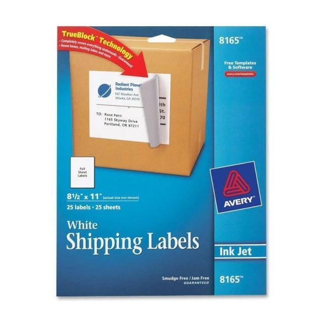 AVERY DENNISON AVE-8165 Mailing Label - 8.5" Width X 11" Length 1/sheet ...