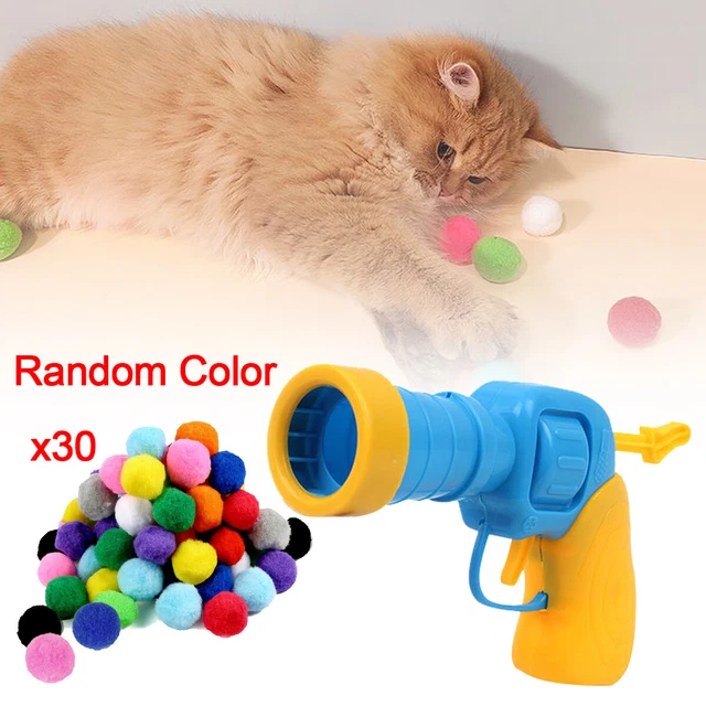 CAT TOY INTERACTIVE 30pcs Plush balls+Launching Gun Interactive Hunting ...