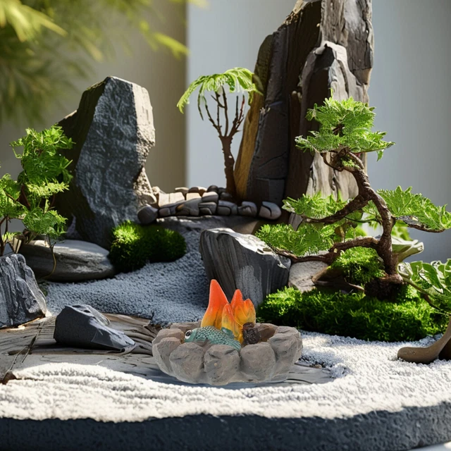 MINIATURE SCENE MODEL Miniature Resin Campfire Mini Outdoor Campfire ...