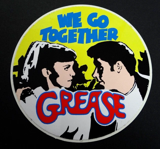 WERBE-AUFKLEBER GREASE JOHN Travolta Olivia Newton-John We go together ...
