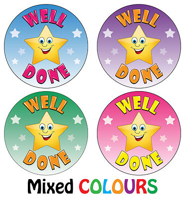 144 WELL DONE Stickers - School Rewards Teachers Award - CUTE STAR kids ...
