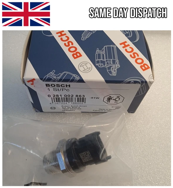 BOSCH 0281002863 FUEL Rail High Pressure Sensor Hyundai Kia CRDi 31401 ...