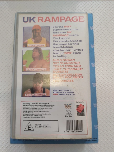 WWF UK RAMPAGE Wrestling Vhs Video Tape Pal Wwe Hasbro 1991 Silver ...