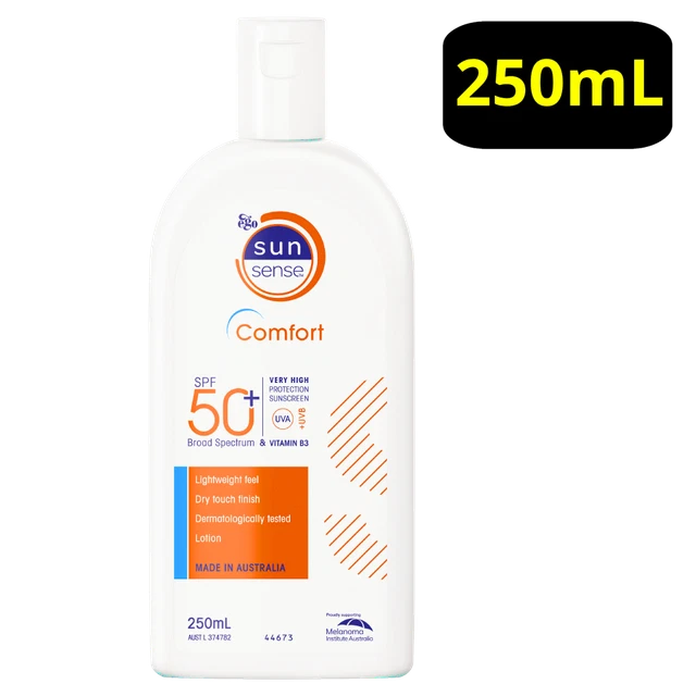EGO SUNSENSE COMFORT SPF 50+ 250mL UVA/UVB Non-Greasy Sunscreen Lotion ...
