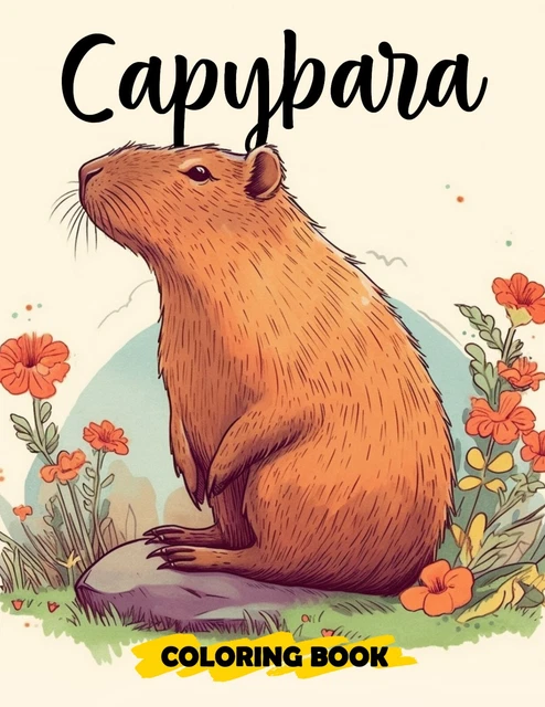CAPYBARA COLORING BOOK Digital Downloadable Printable £1.86 - PicClick UK