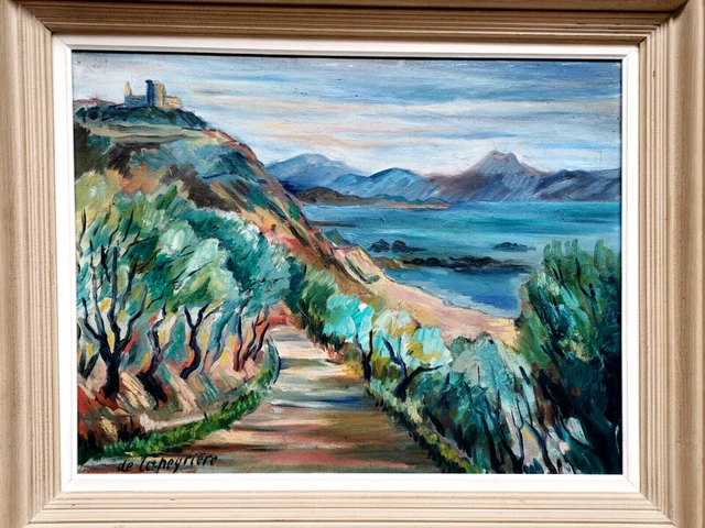 TABLEAU / HUILE sur Toile signé DE LAPEYRIERE . Paysage du Midi , Provence .... EUR 44,27 ...