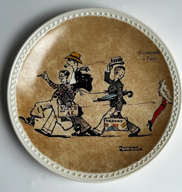 PIATTO NORMAN ROCKWELL 1982 - Promenade In Paris-CERAMICA NEWALL-NO. 84 ...