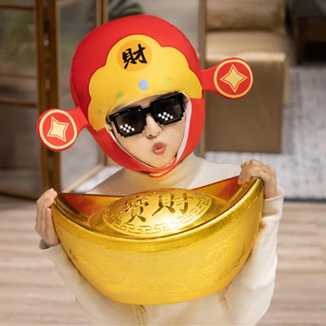 CUTE PLUSH HAT God of Wealth Warm Head Cover Headband Cap for Stage ...