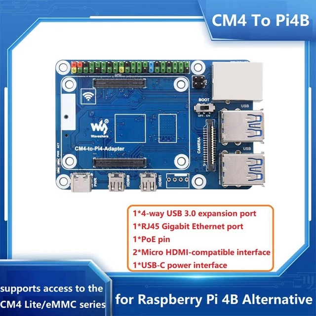CM4 TO PI4B Expansion Board 4-Way USB3.0+RJ45 Gigabit Ethernet Port CM4 ...