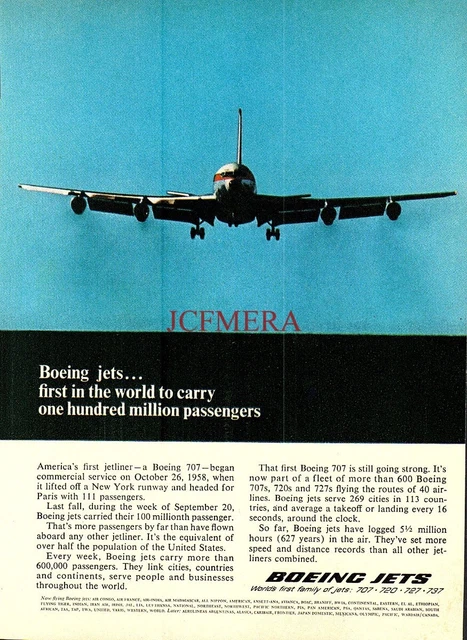 BOEING JET PASSENGER Aircraft ADVERT (1) Vintage Original 1966 Print Ad ...