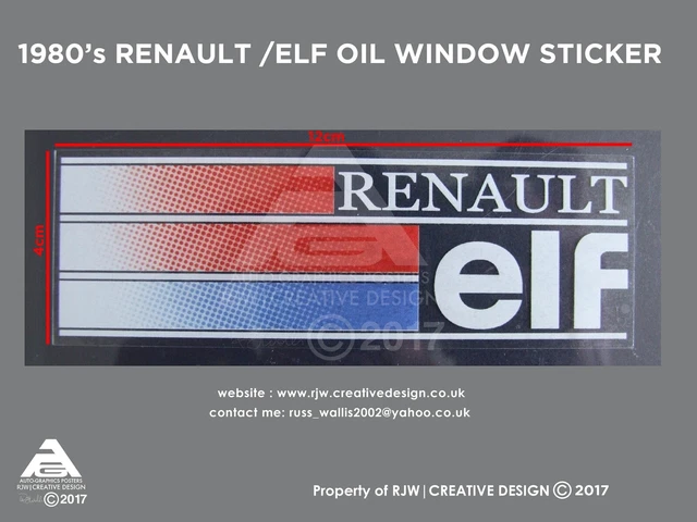 RENAULT ELF REAR Window Sticker (1980s version) R5, R11, R9, R21, R25 ...