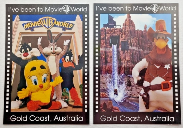 3 X MOVIE WORLD Postcards * Theme Park * Gold Coast * Bugs Bunny ...