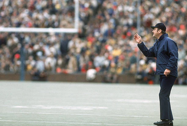 MICHIGAN COACH BO Schembechler on sidelines during game vs O - 1973 Old ...