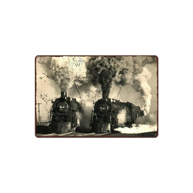 PLAQUE EN METAL Locomotive Train Ancien 30 X 20 Cm EUR 16,99 - PicClick FR