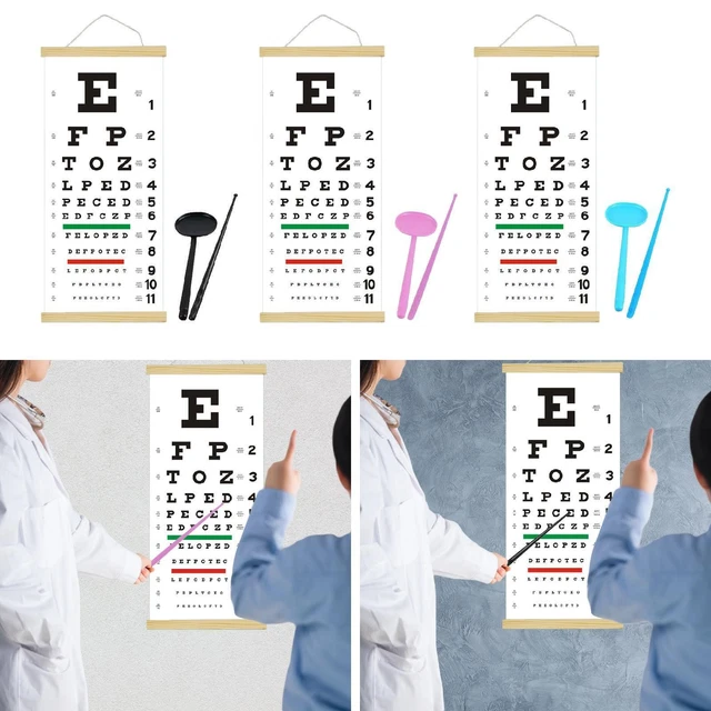 EYE CHART LOW Vision Test Chart Wall Decor Waterproof with Occluder for ...