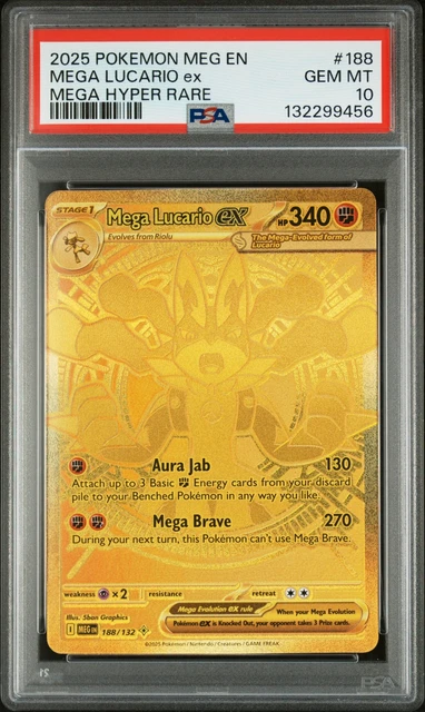2025 POKEMON MEG En-Mega Evolution Mega Hyper Rare #188 Mega Lucario Ex ...