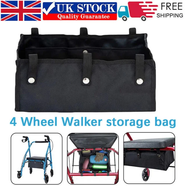 4 WHEEL WALKER rollator walking aid mobility frame Storage bag black ...