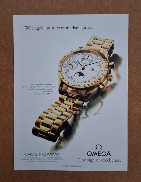 VINTAGE OMEGA SPEEDMASTER Automatic 18k Gold Moon Phase Mens Watch ...