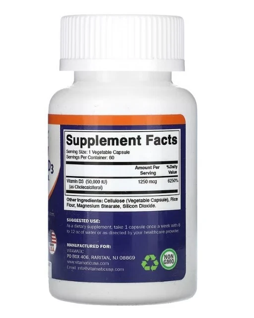 Vitamin D3 50000 Iu 60 Vegetable Capsules Halal Kosher Vegetarian £18 9425