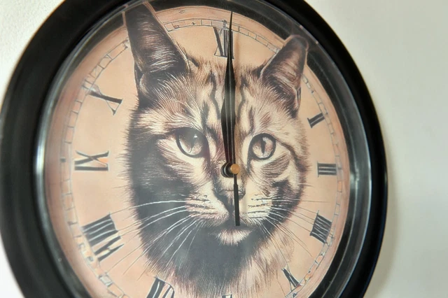 CAT KITTEN LOVERS Wall Clock With Hourly Meow Chime Sound Effect Clock ...