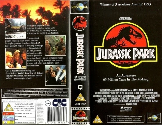JURASSIC PARK (1993) Universal Video Cassette Tape VHS UK PAL Retail ...