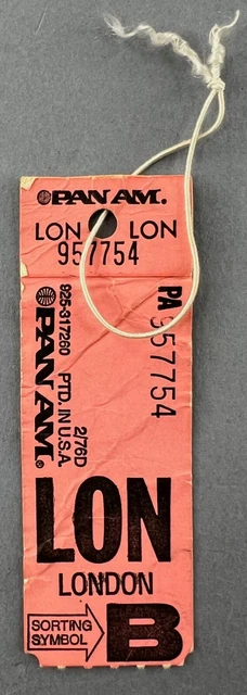 PAN AM LON London Vintage Bag Tag Luggage Baggage Label American Paa £ ...