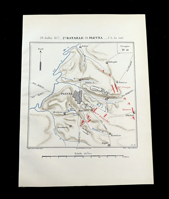 BATTLE OF PLEVNA Map Russo Turkish War 1877 Ottoman Empire Military ...