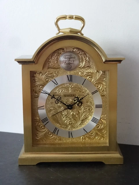 VINTAGE SWIZA 8 Large Tempus Fugit Mantel Clock Swiss Made 15.5Cm Tall ...