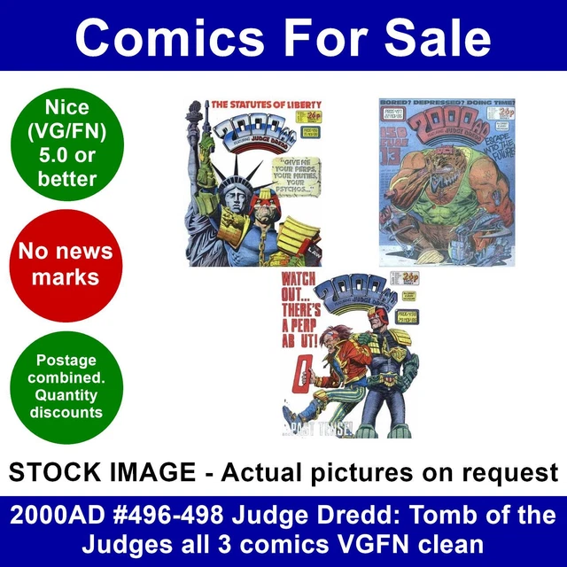 2000AD #496-498 JUDGE Dredd: Tomb of the Judges all 3 comics VGFN clean ...