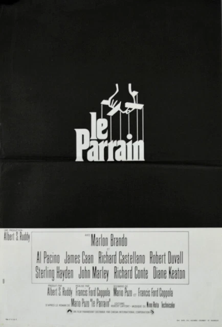 MARLON BRANDO AL Pacino J Caan THE GODFATHER Coppola 1972 FRENCH POSTER ...