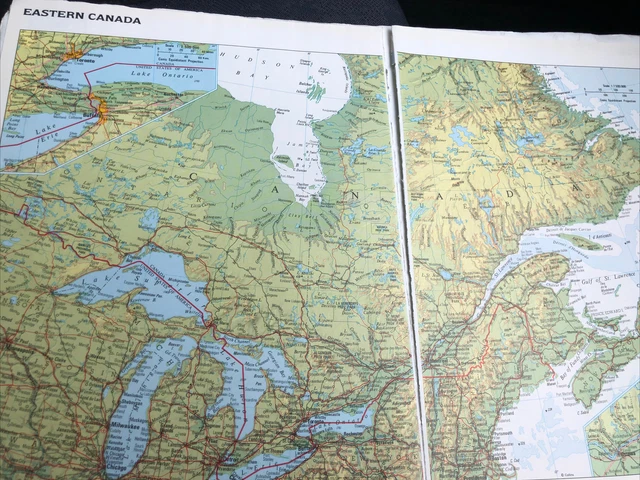 1994 PHYSICAL MAP Of Eastern Canada Original Print Vintage #CN £6.95 ...
