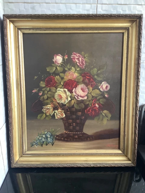 TABLEAU ANCIEN HUILE Nature Morte Bouquet de Fleurs Signé EUR 100,00 - PicClick FR