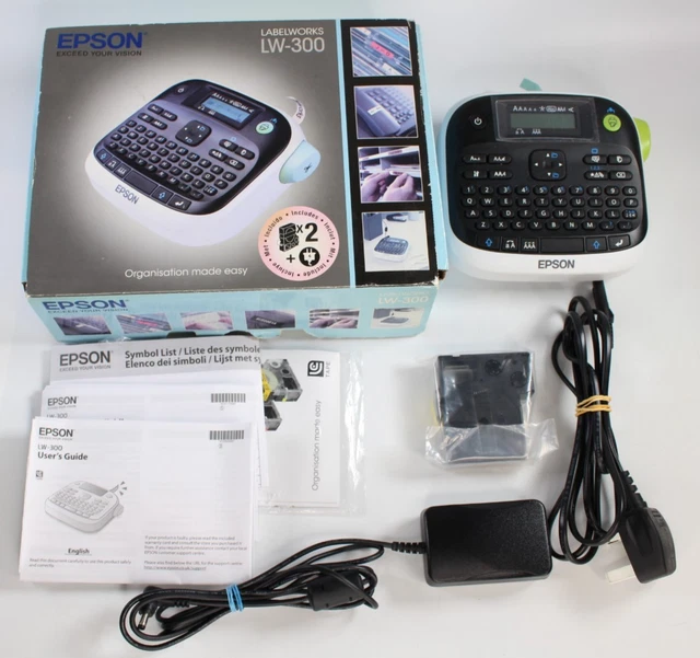 EPSON LW-300 LABEL Printer Label Maker Black and White w/ Tape Working ...