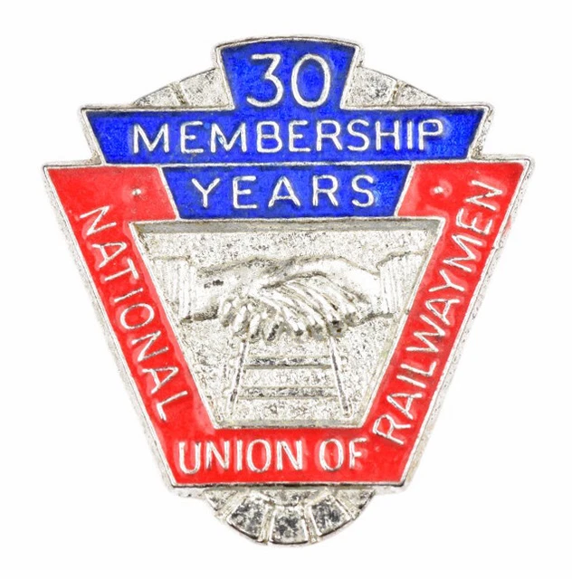 NATIONAL UNION OF Railwaymen 30 Years Membership Enamel & Silver Brooch ...