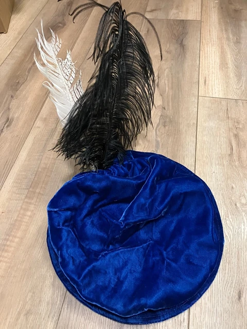 BLUE VELVETY RENAISSANCE Feather Hat for Adult £9.91 - PicClick UK