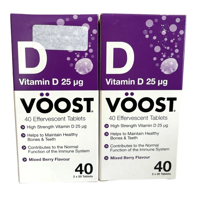 2 PACKS VOOST VITAMIN D EFFERVESCENT TABLETS MIXED BERRY 2 X 20 = 40 ...