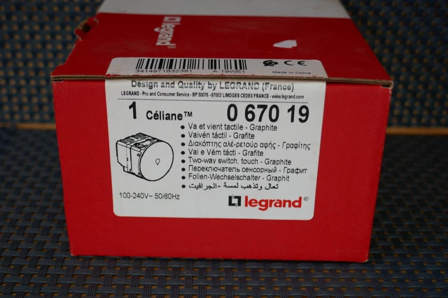 INTERRUPTEUR LEGRAND CELIANE va et vient tactile graphite 67019 neuf ...