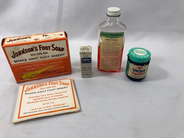 LOT OF 4 Vintage Medical Advertising Items Vicks VapoRub Johnson's Foot ...