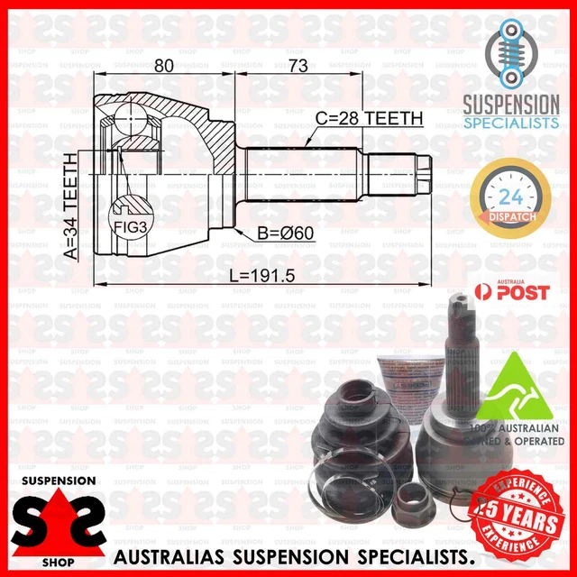 FRONT AXLE JOINT Kit, Drive Shaft Suit SSANGYONG Rexton / Rexton Ii (Gab_) 3.2 EUR 108,90 ...